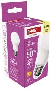 Emos lighting LED žárovka Classic A60 / E27 / 5,8 W (50 W) / 645 lm / teplá bílá 1525733278
