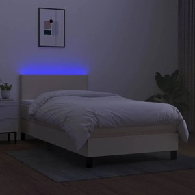 Box spring postel s matrací a LED krémová 80 x 200 cm textil 3132954