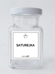 Samolepka na kořenky SATUREJKA bílá 5 × 5 cm tučné písmo