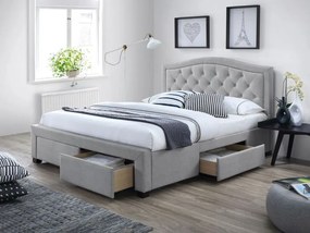 Šedá čalouněná postel ELECTRA 140 x 200 cm
