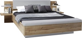 XXXLutz POSTEL S NOČNÍMI STOLKY, 180/200 cm, šedá, dub artisan Ti'me - Postele s nočními stolky - 000687018517