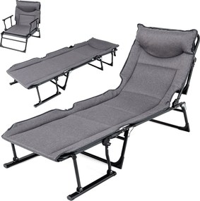 Costway 3 in 1 Zahradní lehátko s opěrkou hlavy a – 180 × 67,5 × 37 cm