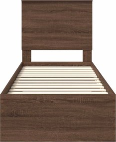 Rám postele Hnědý dub a stříbrná 70 x 190 cm Kompozitní dřevo 3411374