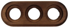 Elhard Nástěnný kulatý dřevěný trojrámeček, tmavé dřevo KN5003D