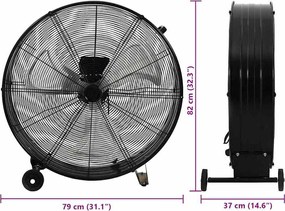 vidaXL Průmyslový bubnový ventilátor 77 cm 187,7 W černý [51454]