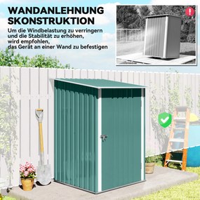 Zahradní kůlna Outsunny 0,92 m² 100x103x160 cm - Kovová kůlna se 1 dveřmi a zámkem na nářadí pro terasu