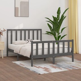 Rám postele šedý masivní dřevo 150 x 200 cm King Size,  3106840