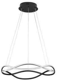 Nova Luce Závěsné LED svítidlo JINAL, černý kov, hliník a silikon 3000K 50W stmívatelné