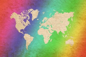 Samolepící tapeta pastelová mapa světa - 150x100 cm