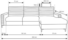 Sedací souprava COLLIN | PRAVÁ | záhlavník v ceně | VÝBĚR LÁTEK