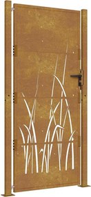 Zahradní branka 100 x 175 cm z corten oceli, design s trávou 153230