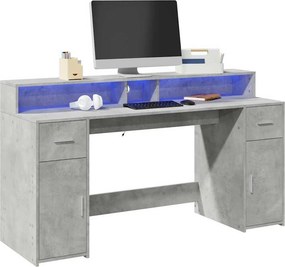 vidaXL Psací stůl s LED světly 160 x 55 x 91 cm kompozitní dřevo [3309431] Barva: Betonová šedá