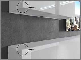 Obývací stěna 300 cm Belini bílý lesk / šedý antracit Glamour Wood Imperium 1  IMP 1/5/W/WGW1/0/0