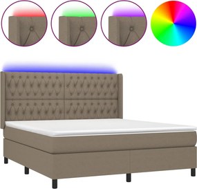 Box spring postel s matrací a LED taupe 160x200 cm textil 3138569