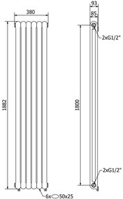 Mexen Kent, topné těleso 1882 x 380 mm, 1392 W, černá, W216-1882-380-00-70