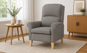 křeslo relaxační, odpočinkové, ušák, dřevo/textil, 101x95x75 cm, přírodní/taupe, Dekorino KR20260039