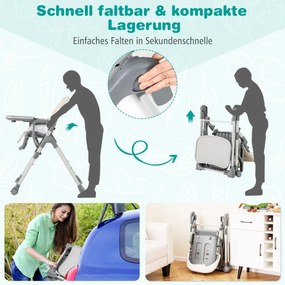 Costway Vysoká stolička baby skládací dětská vysoká stolička s funkcí polohování