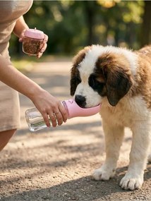 Sinsay - Láhev pro psa s nádobkou na pamlsky - pastelová růžová