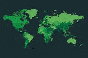 Tapeta detailní mapa světa v zelené barvě - 375x250 cm