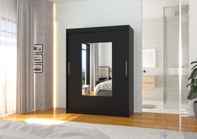 Posuvná skříň se zrcadlem DORRIGO 150 Hlavní barva: Černá, LED osvětlení: Ne