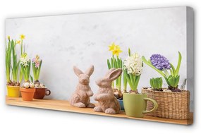 Obrazy na plátně květiny králíci 100x50 cm