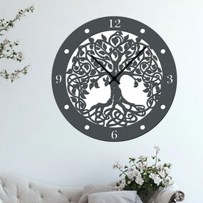 dřevo života Nástěnné hodiny STROM ŽIVOTA Zvolte rozměr (cm): 40, Zvolte barevný dekor: antracitová-bílá