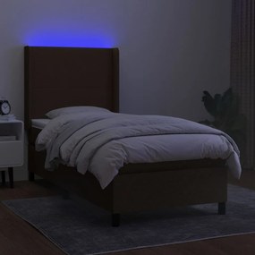 Box spring postel s matrací a LED tmavě hnědá 80x200 cm textil 3138112