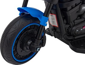 Ramiz Elektrická motorka Chopper FASTER na baterie pro děti modrá + FM rádio + audio panel + LED