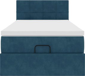 Osmanský rám postele s matrací tmavě modrá 80x200cm samet 3311739