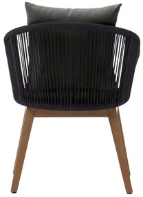 Černá zahradní židle Kave Home Portalo s výpletem a polštáři