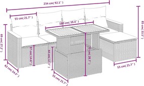 6dílná zahradní sedací souprava s poduškami černá polyratan 3273050