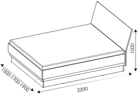Postel s kovovým roštem York Y18 - 180 x 200 cm
