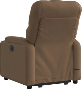 Elektrické zvedací masážní polohovací křeslo hnědé textil 3204750