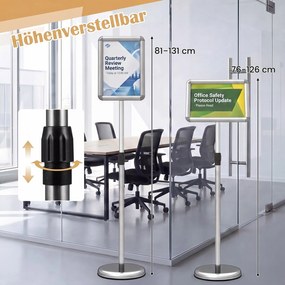 Costway Informační stojan A4 81–131 cm Výškově nastavitelný držák jídelních
