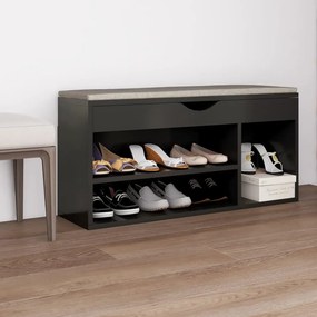 Lavice s botníkem a poduškou šedá 104x30x49 cm kompozitní dřevo 326752