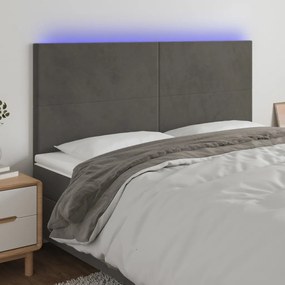 Čelo postele s LED tmavě šedé 200x5x118/128 cm samet 3122211