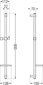 Mexen sprchová tyč DQ 80 cm s miskou na mýdlo, bez baterie, zlatá, 79381-50