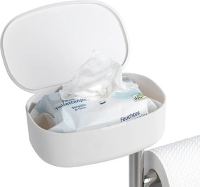 Stojan na toaletní papír a WC štětku s policí a úložným košem RIVAZZA, 4 v 1, bílý