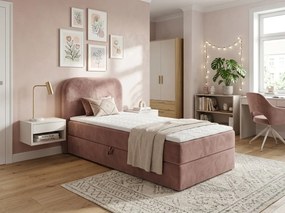 Čalouněná postel boxspring FORENA 90x200 cm starorůžová Matrace: Matrace Bonell pružinová