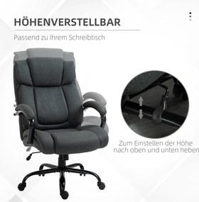 Vinsetto Kancelářská židle, ergonomická židle ke stolu, otočná židle s polstrovanými područkami, nosnost až 220 kg, šedá