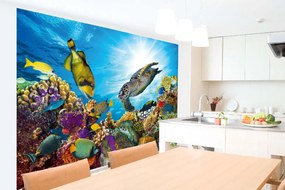 DIMEX | Samolepicí vliesová fototapeta na zeď Korálový útes MA-5-0512 | 375 x 250 cm | modrá, červená, fialová, žlutá