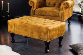 Chesterfield stolice hořčicová žlutá starožitný vzhled/ 41445