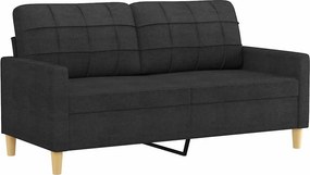 2místná pohovka s polštáři černá 140 cm textil 3200786