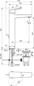 Ideal Standard Ceraplan - Umyvadlová baterie vysoká s BlueStart s kovovou odtokovou garniturou, chrom BD239AA