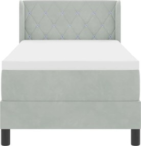 Postel s boxspringem s čelo Světle šedá 200 x 80 cm samet 3341384