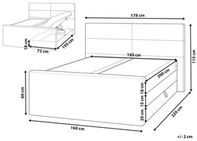 Kontinentální postel s úložným prostorem 160 x 200 cm béžová ARISTOCRAT Beliani