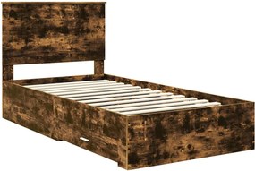 Rám postele s čelo Kouřový dub 100 x 200 cm Kompozitní dřevo 3411345