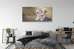 akrylový obraz Spící anděl květiny desky 140x70 cm