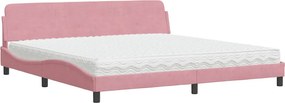 Postel s matrací Dover růžová 200 x 200 cm samet 3208476