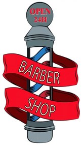 Nástěnná kovová cedule Barber Shop – 33x1x60 cm